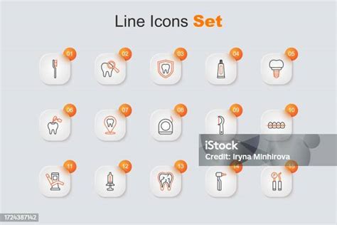 세트 라인 치과 거울 및 프로브 치아 드릴 부러진 치아 주사기 의료용 치과 의자 교정기가있는 치아 치실 및 아이콘 벡터 건강 진단에 대한 스톡 벡터 아트 및 기타 이미지