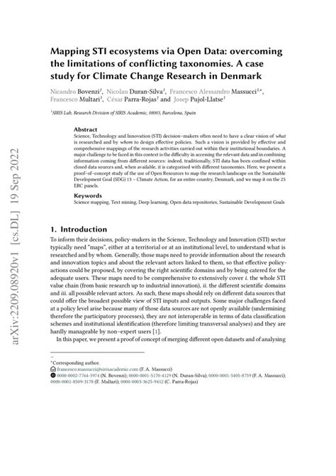 Mapping Sti Ecosystems Via Open Data Overcoming The Limitations Of Conflicting Taxonomies A
