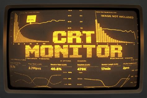 Premium Psd Amber Crt Ultrawide Monitor Photo Effect