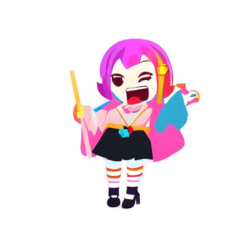 Retro Colored Anime Girl Holding A Scream Theme Of Bandits · Creative