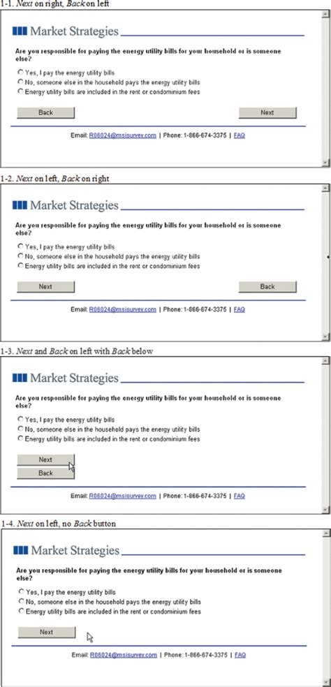placement and design of navigation buttons in web surveys published