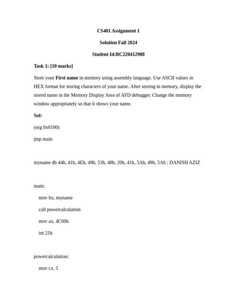 cs401 assignment 1 sol pdf