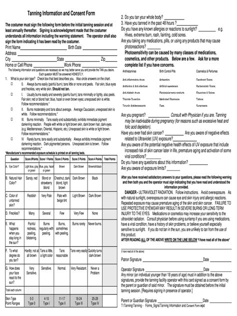 Ut Tanning Information And Consent Form Fill Online Printable