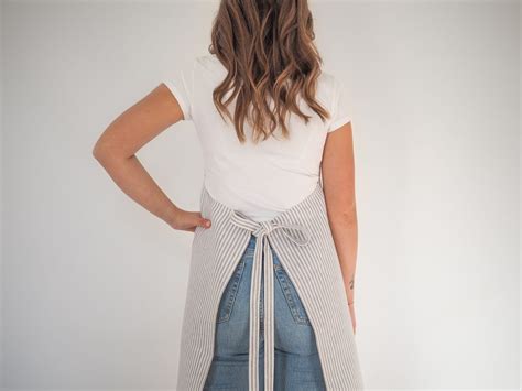 Striped Linen Apron 100 Linen