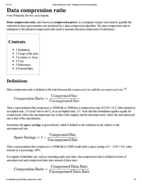 Data Compression Ratio Wikipedia The Free Encyclopedia Pdf