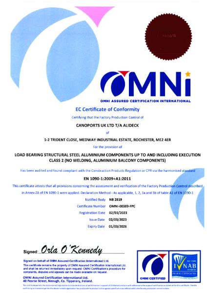 Ec Certificate Of Conformity Alideck Nbs Source