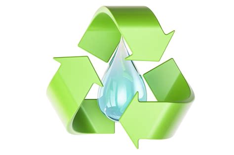 Premium Photo Water Drop With Recycle Symbol 3d Rendering