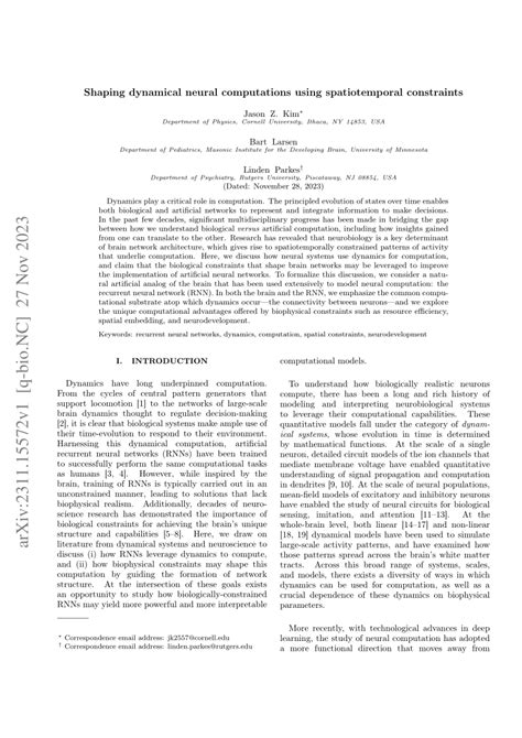 PDF Shaping Dynamical Neural Computations Using Spatiotemporal