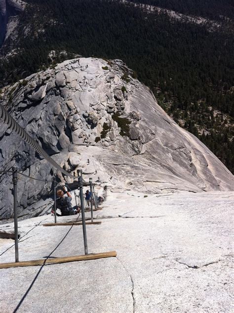 Looking Down The Half Dome Cables Rcampingandhiking