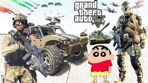 GTA 5 Franklin JOIN THE ARMY GTA 5 Mods SHINCHAN And CHOP