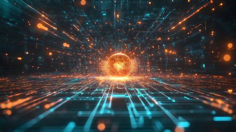 An Abstract Representation Of Ai As A Glowing Quantum Computer Stock Illustration Illustration