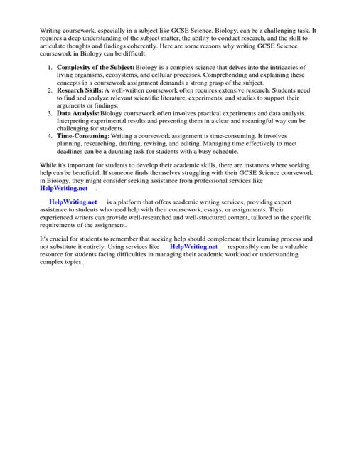 Gcse Science Coursework Biology Pdf Linked In Facebook