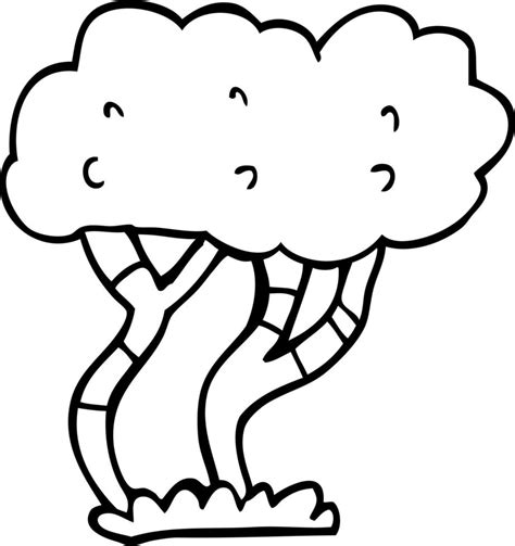 Line Drawing Cartoon Tree 12162438 Vector Art At Vecteezy