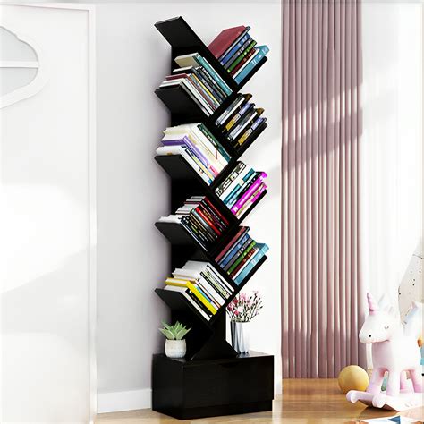9 Tier Tree Shape Book Shelf Wooden Tree Shape Bookshelf For Office