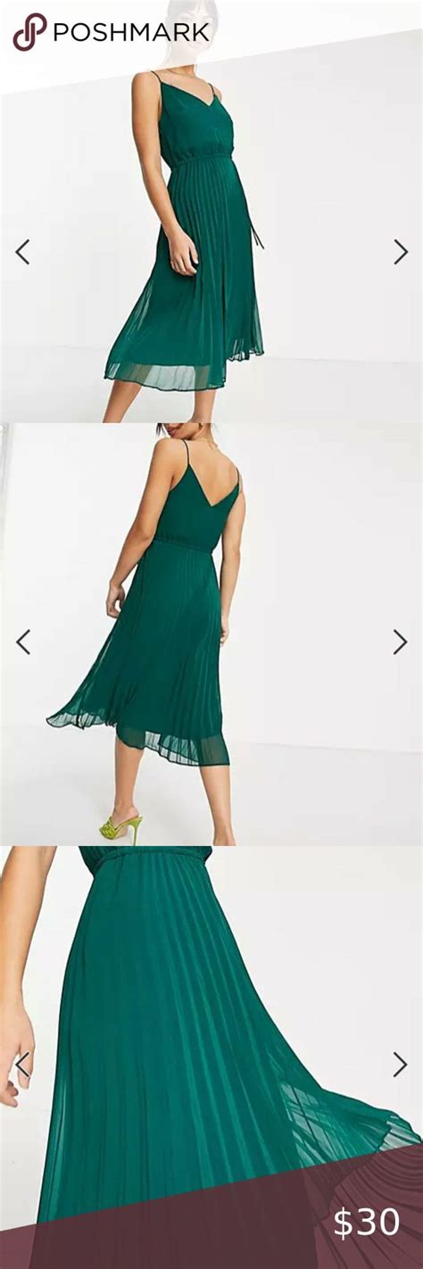 Asos Design Pleated Cami Midi Dress With Drawstrin Cami Midi Dress