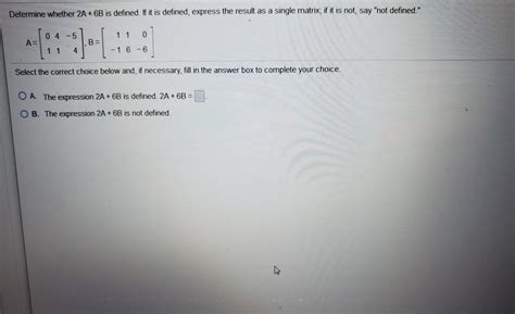Solved Determine Whether A B Is Defined If It Is Chegg Com