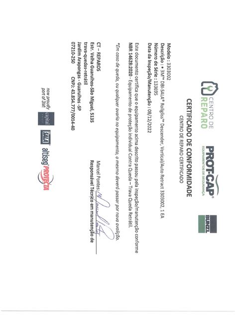Spt 101 Certificado Do Rollgliss Pdf