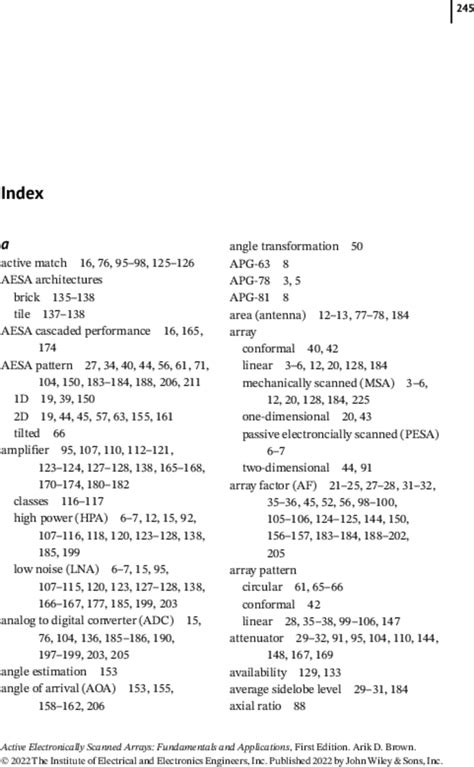 Index Active Electronically Scanned Arrays Wiley Online Library