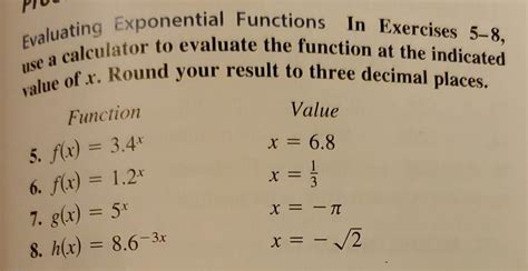 solved evaluating exponential functions in exercises 5 8