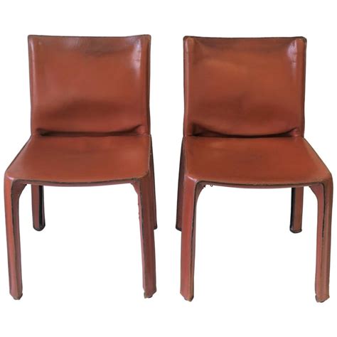 Cassina Leather Cab Side Chairs At 1stdibs