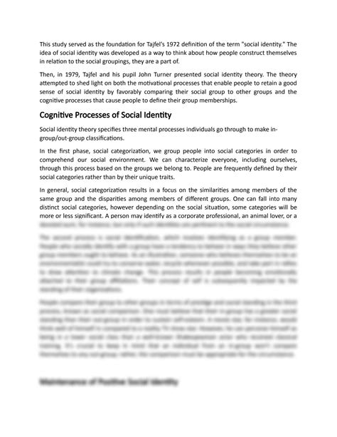 Solution Understanding Social Identity Theory And Its Impact On