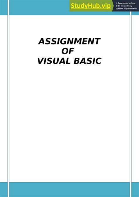 Assignment Of Visual Basic Pdf