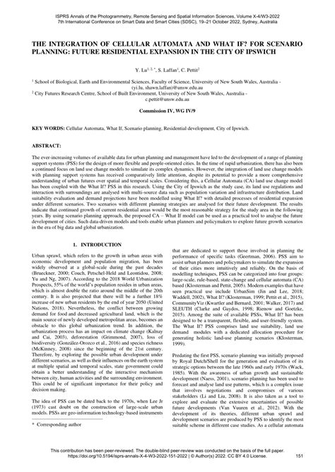 Pdf The Integration Of Cellular Automata And What If For Scenario Planning Future