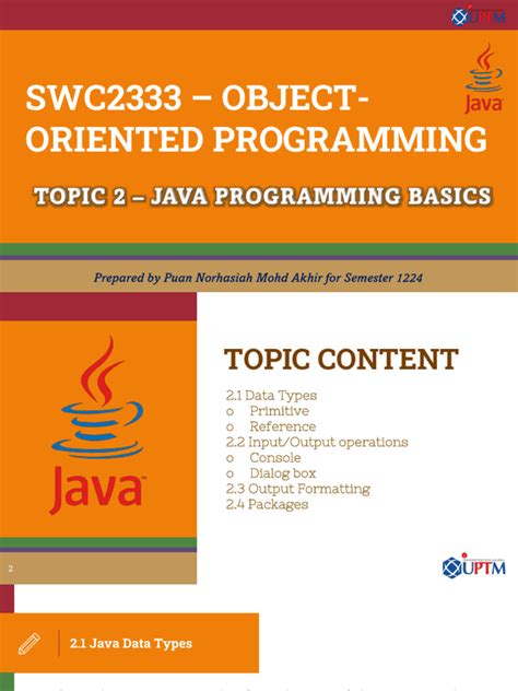Swc2333 Topic 2 Java Programming Basic Pdf Class Computer