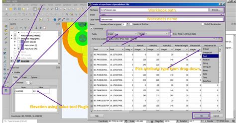 Create Sectors With Given Azimuths Of One Point In QGIS And Show Tabs