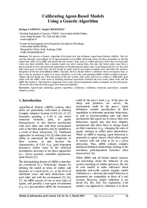 Pdf Calibrating Agent Based Models Using A Genetic Algorithm Sergio