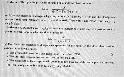 Solved Problem 3 The Open Loop Transfer Function Of A Unity Feedback