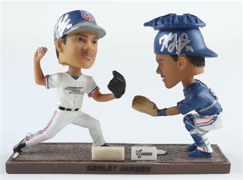 Kenley Jansen Twice Signed Dodgers Ceramic Bobblehead Psa Pristine