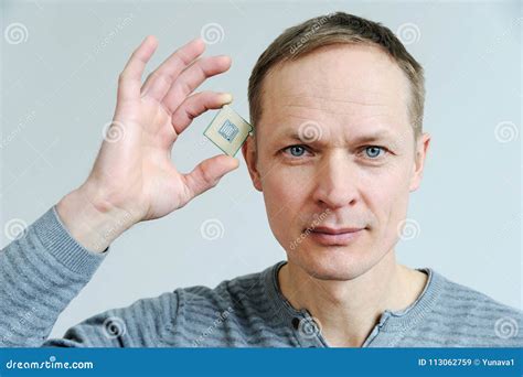 CPU In The Man S Hand Stock Image Image Of Power Hand