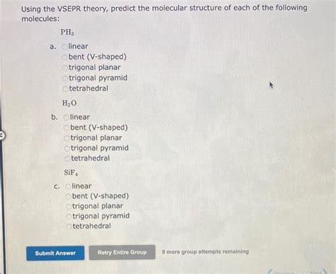 Solved Using The VSEPR Theory Predict The Molecular Chegg