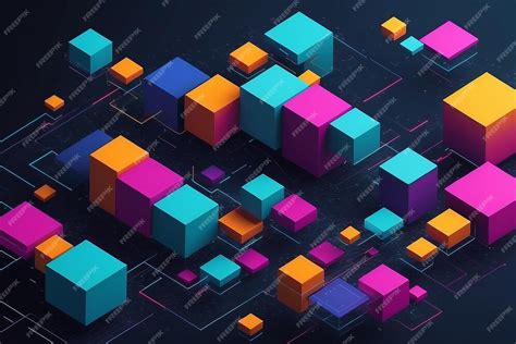 Abstract Geometric Background With Isometric Digital Blocks Blockchain