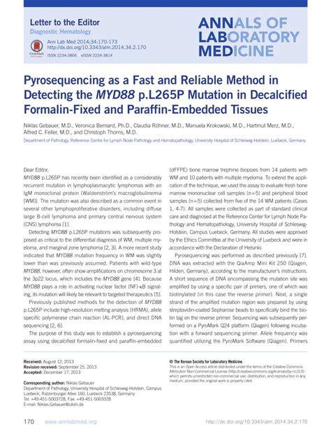 Pdf Pyrosequencing As A Fast And Reliable Method In Detecting The