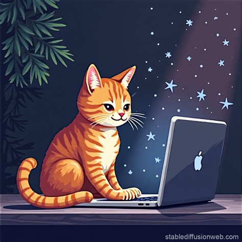 Cat Programming Stable Diffusion Online