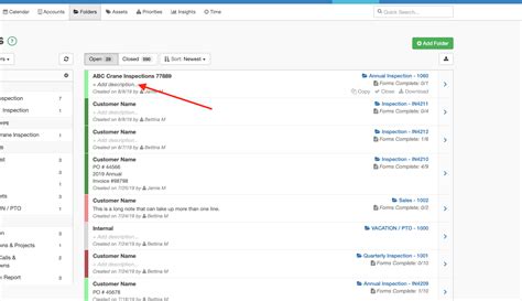 folder description inspectall support