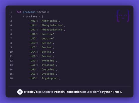 E Baleys Solution For Protein Translation In Python On Exercism