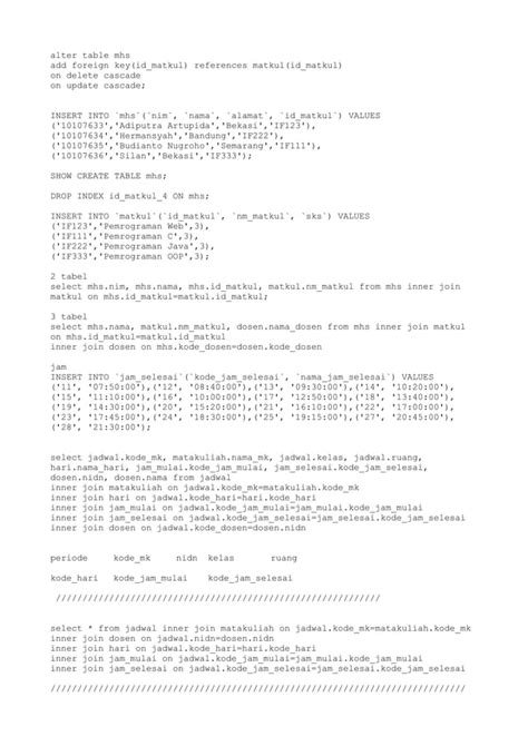 Contoh Membuat Table Alter Inner Join Pada Database TXT
