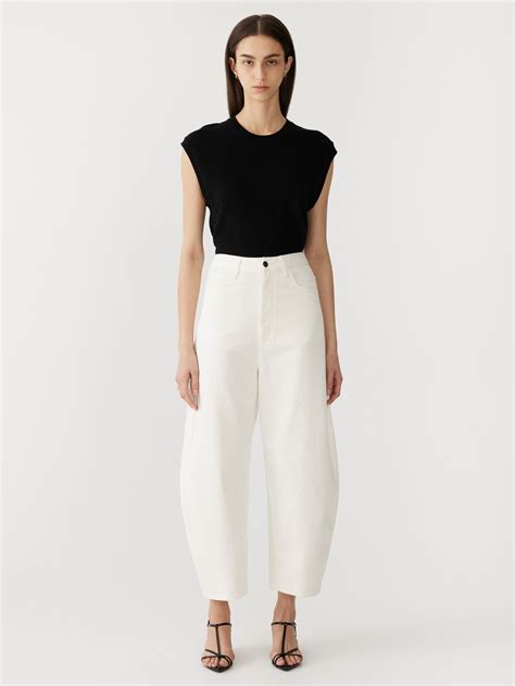 Cotton Twill Barrel Leg Pant 2 Barrel Leg Pants Women Pleated