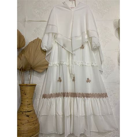 Jual Gamis Syari Ceruty Renda Gamis Terbaru Mix Renda Bunga Cantik Gamis Ceruty Babydoll