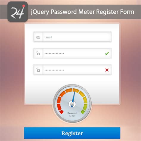 Jquery Password Meter Register Form 24psd