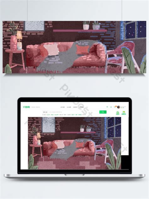 Retro Pixelated Living Room Sofa Night Background Design Backgrounds