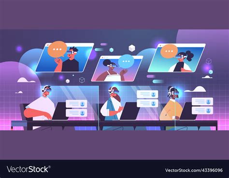 Mix Race Businesspeople Wearing Digital Glasses Vector Image