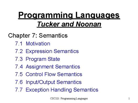 Programming Languages Tucker And Noonan Chapter 7 Semantics