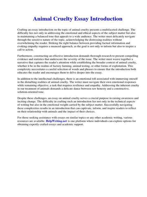 Animal Cruelty Essay Introduction Pdf