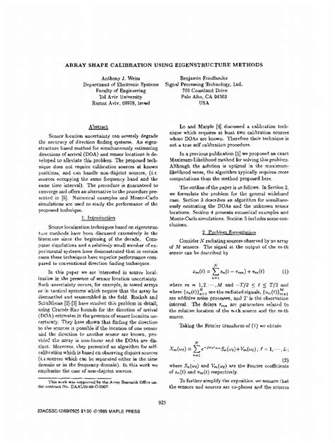 Array Shape Calibration Using Eigenstructure Methods Ieee Conference Publication Ieee Xplore