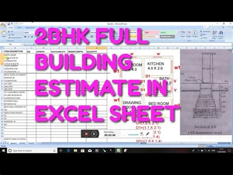 Full Building Estimate In Excel Sheet