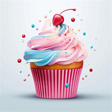 Premium Vector 3d Cupcake White Background Vector Art Kawaii